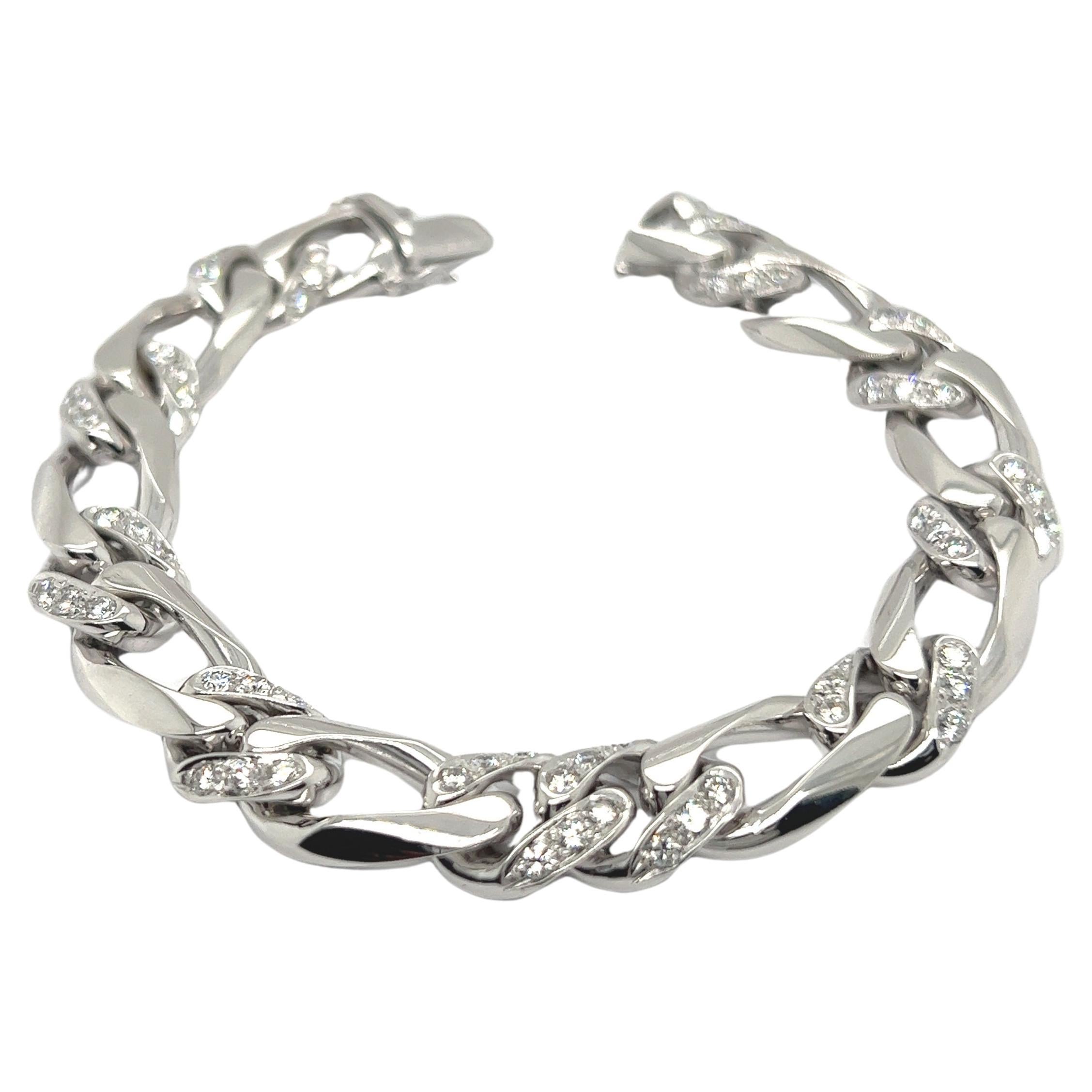Classic Chain Bracelet with Diamonds in 18 Karat White Gold For Sale at ...