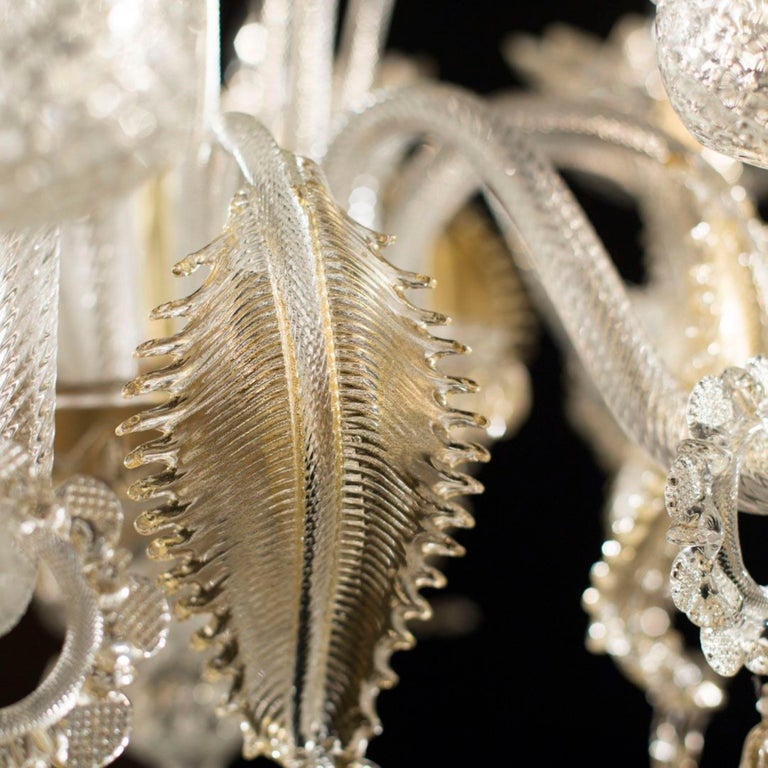 Classic Chandelier 12 Arms clear and gold Murano Glass by Multiforme ...
