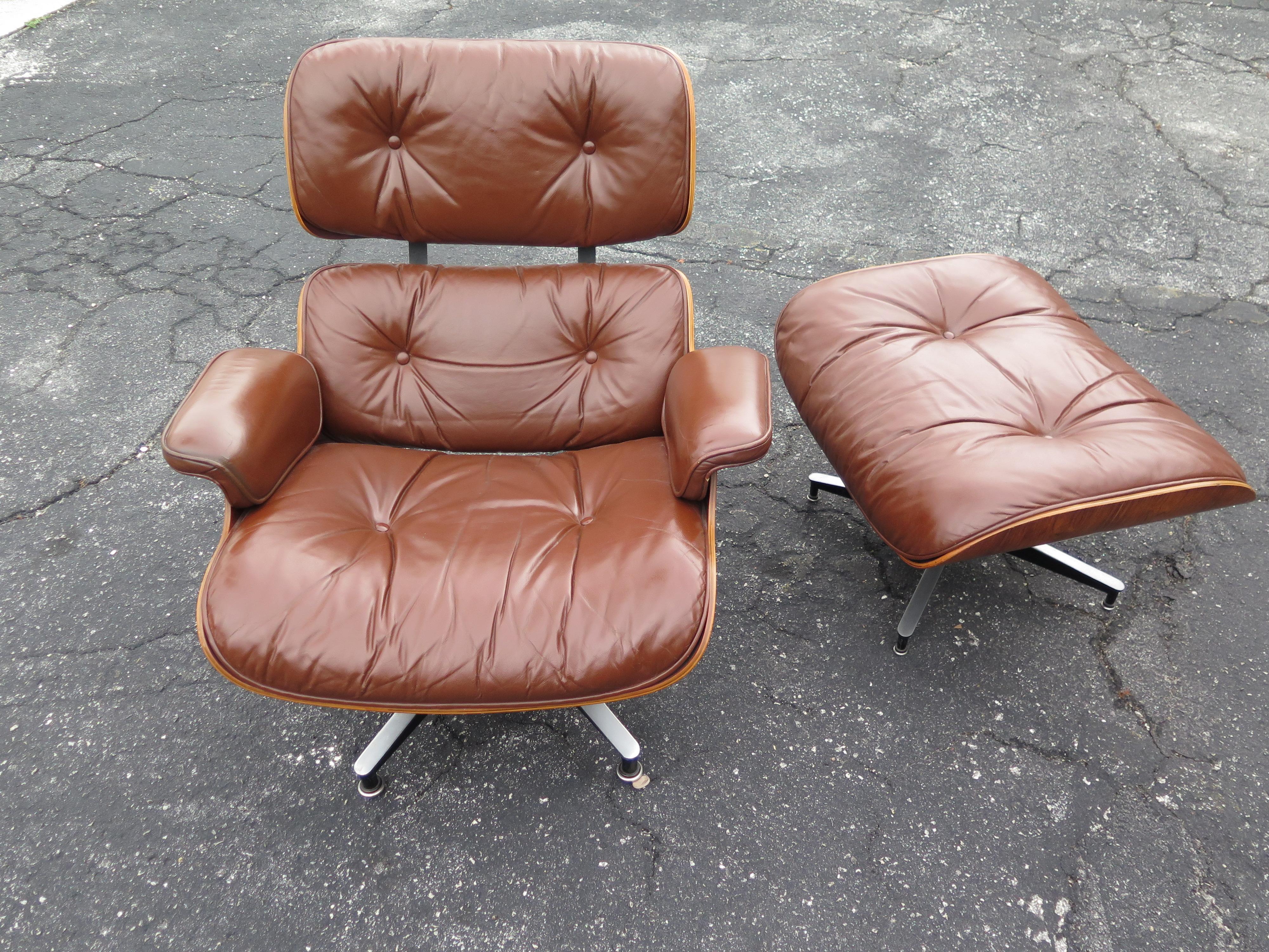 Classic Charles Eames Herman Miller Lounge Chair 1970's Cognac Brown ...