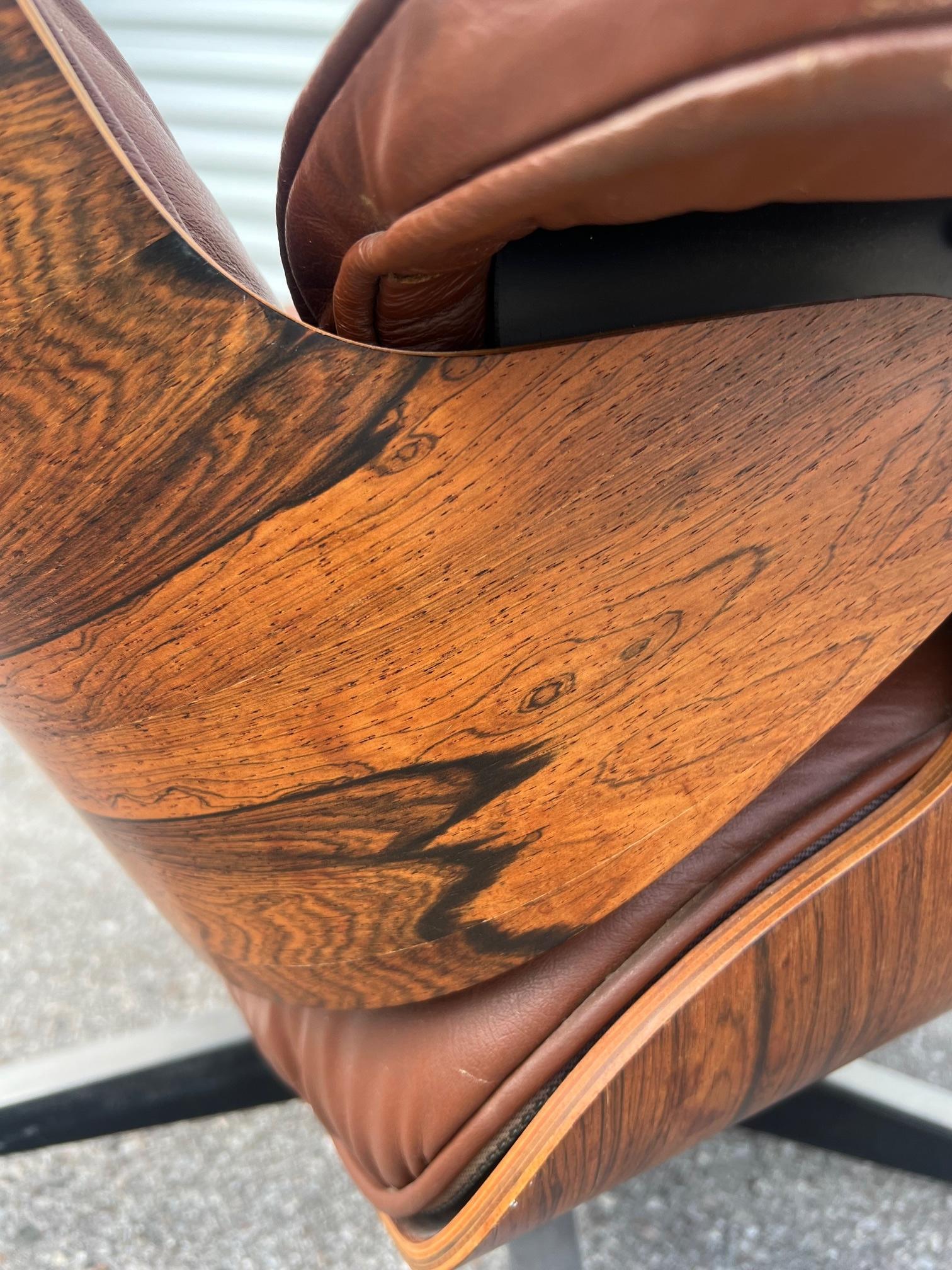 Classic Charles Eames Herman Miller Lounge Chair 1970's Cognac Brown ...