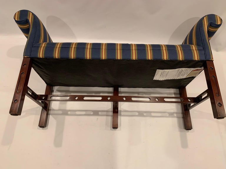 Classic Chippendale Style Upholstered Bench For Sale at 1stDibs