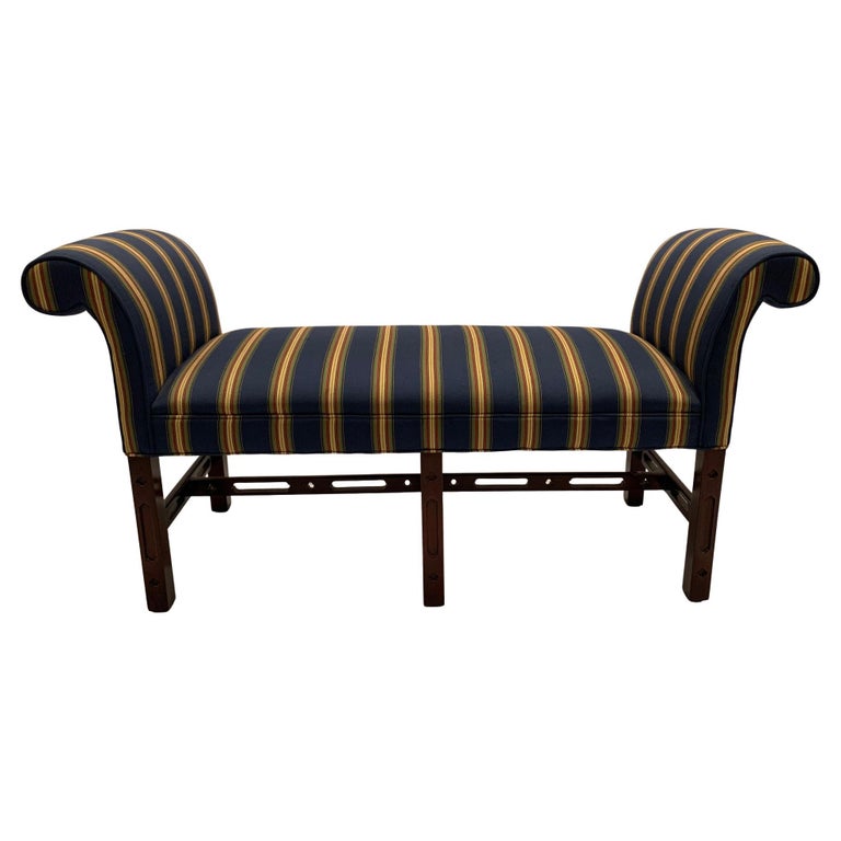 Classic Chippendale Style Upholstered Bench For Sale at 1stDibs