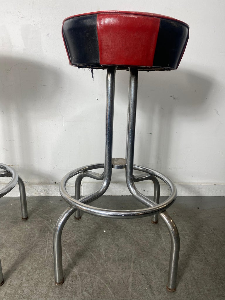 Classic Chrome Art Deco Swivel Bar / Counter Stools by Meyer Smith ...