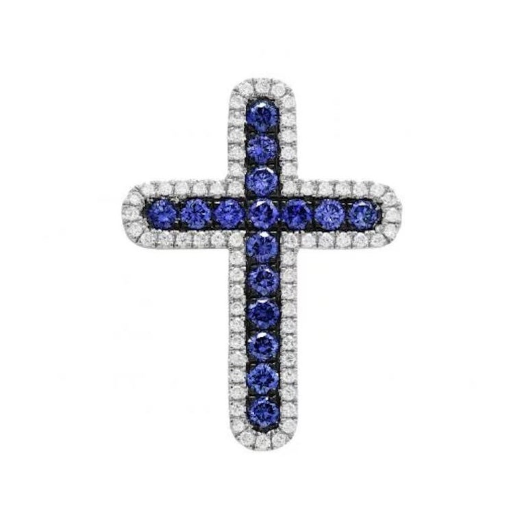 Classic Cross Black Diamond White 14k Gold Pendant for Her For Sale at ...