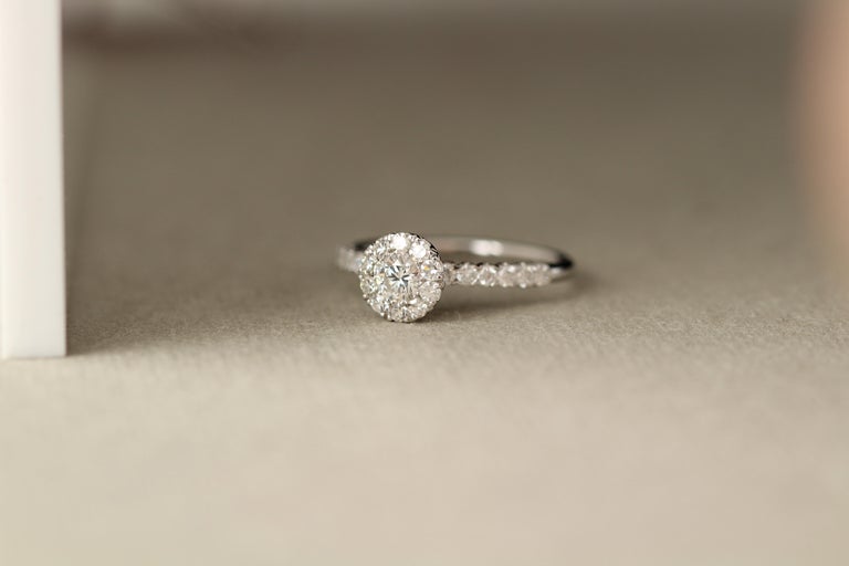 Classic Diamond Engagement Ring 18 Karat White Gold Cluster Diamond ...