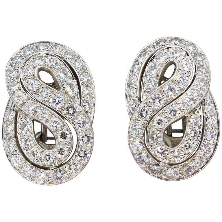 Classic Diamond Gold Infinity Clip-On Earrings at 1stDibs