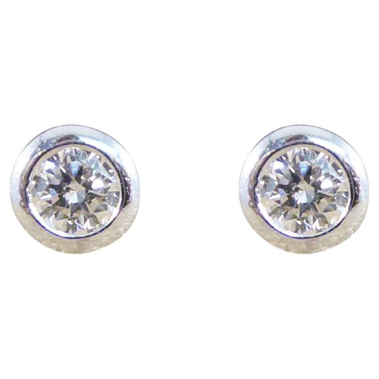Round Brilliant Cut Diamonds Classic Cluster Stud Earrings in Rub over ...