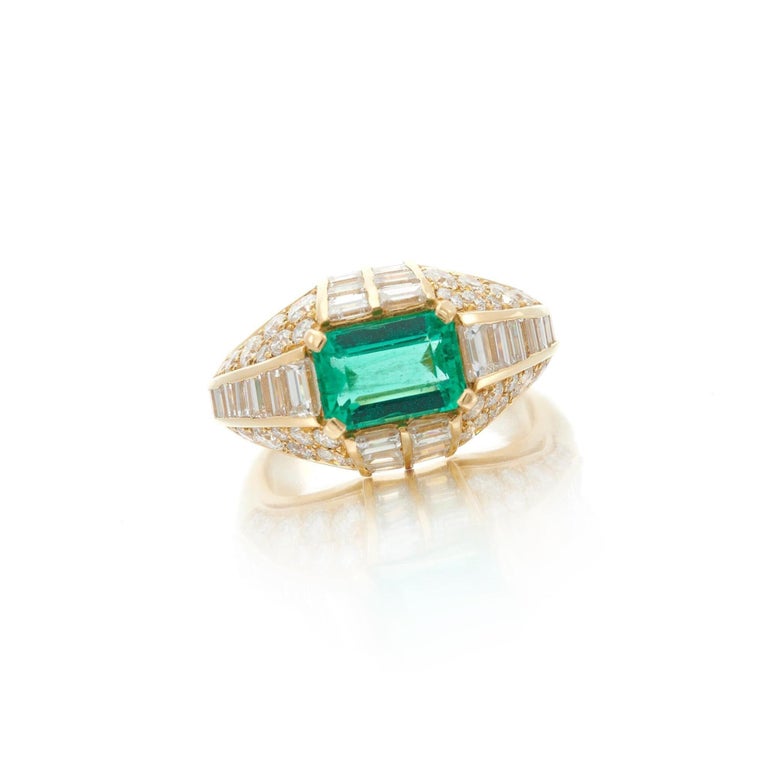 Customizable Classic Emerald and Diamond Wedding Band, Gold Engagement ...
