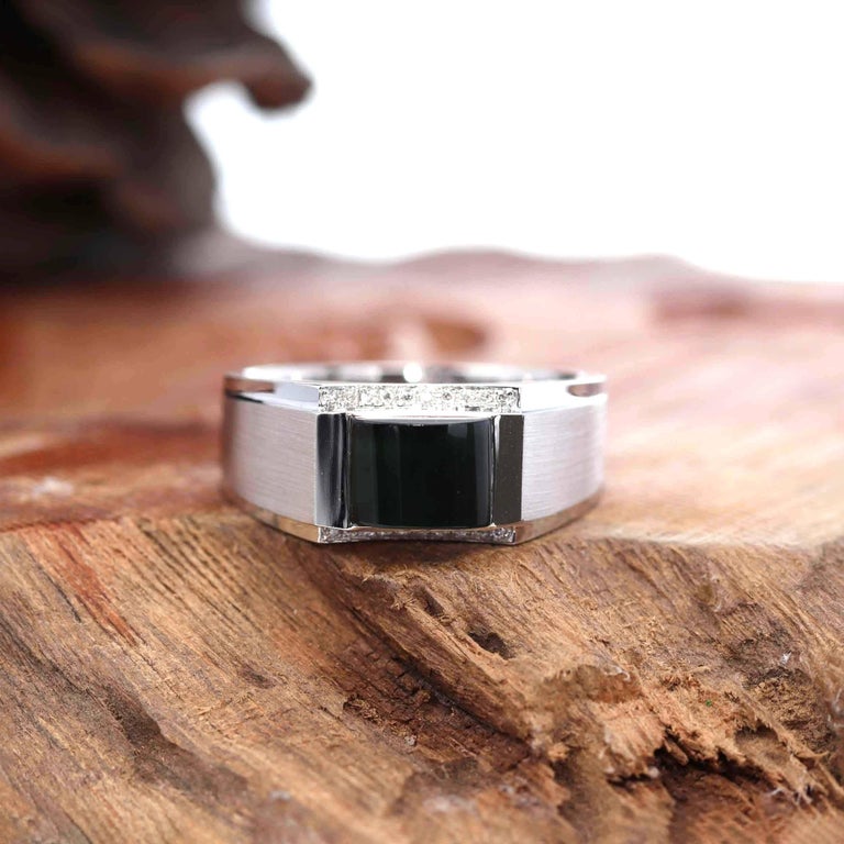 "Classic Emerald Style" Emerald Cut, Burmese Black Jadeite Jade ...