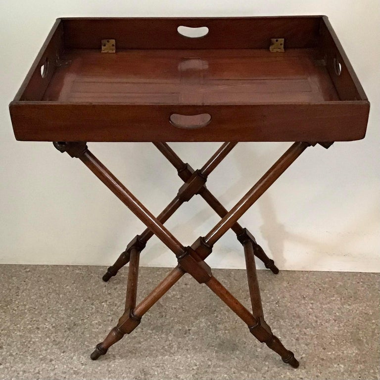 Classic English Wood Bar Tray Table For Sale at 1stDibs