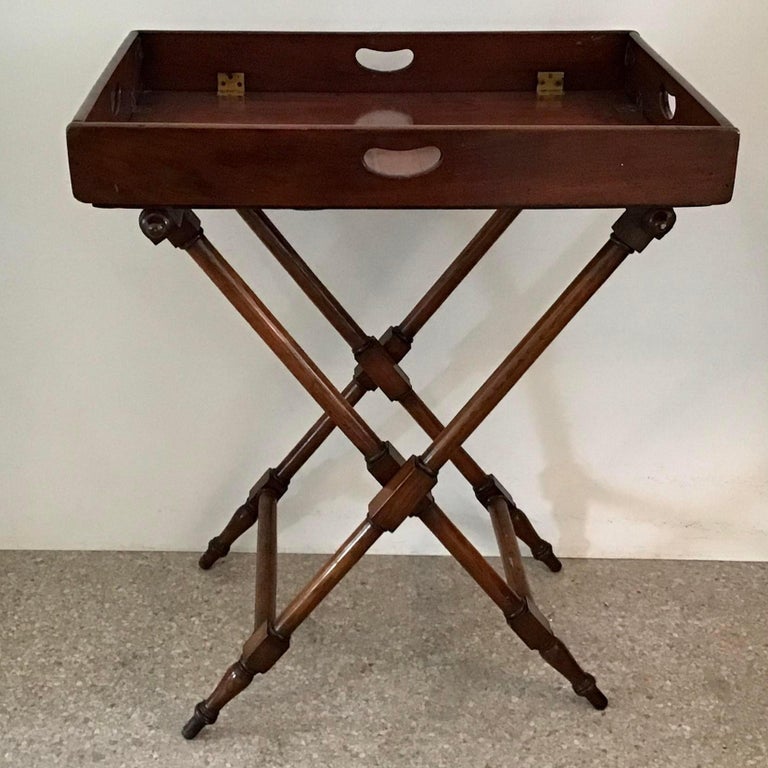 Classic English Wood Bar Tray Table For Sale at 1stDibs