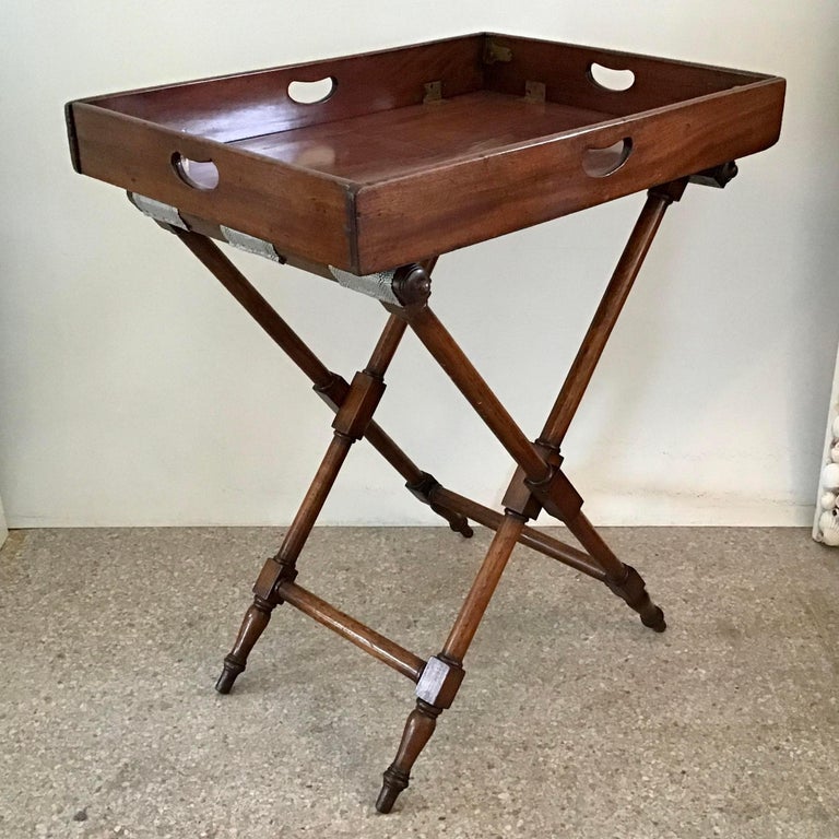 Classic English Wood Bar Tray Table For Sale at 1stDibs
