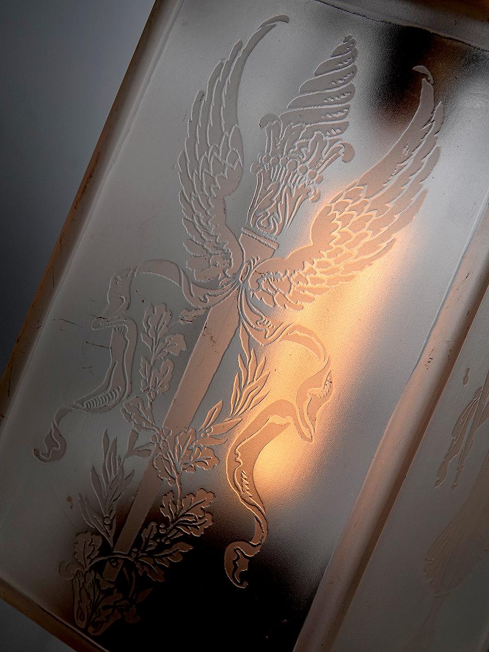 Classic Etched Glass Drop Light at 1stDibs