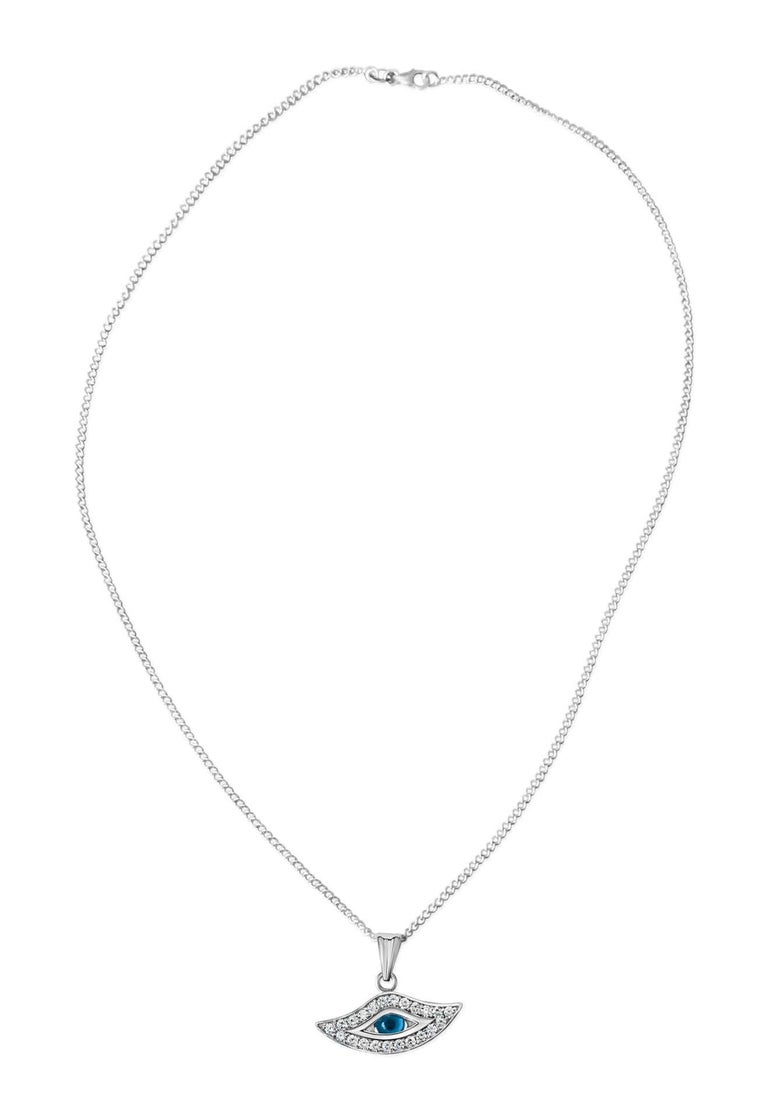 Classic Evil Eye and Diamond Necklace in 18k Gold For Sale at 1stDibs