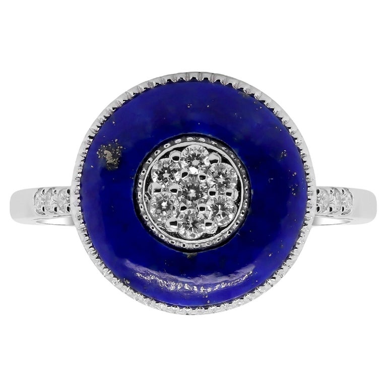 Classic Fancy Lapis with Round-Cut Diamond Accents 18k White Gold ...