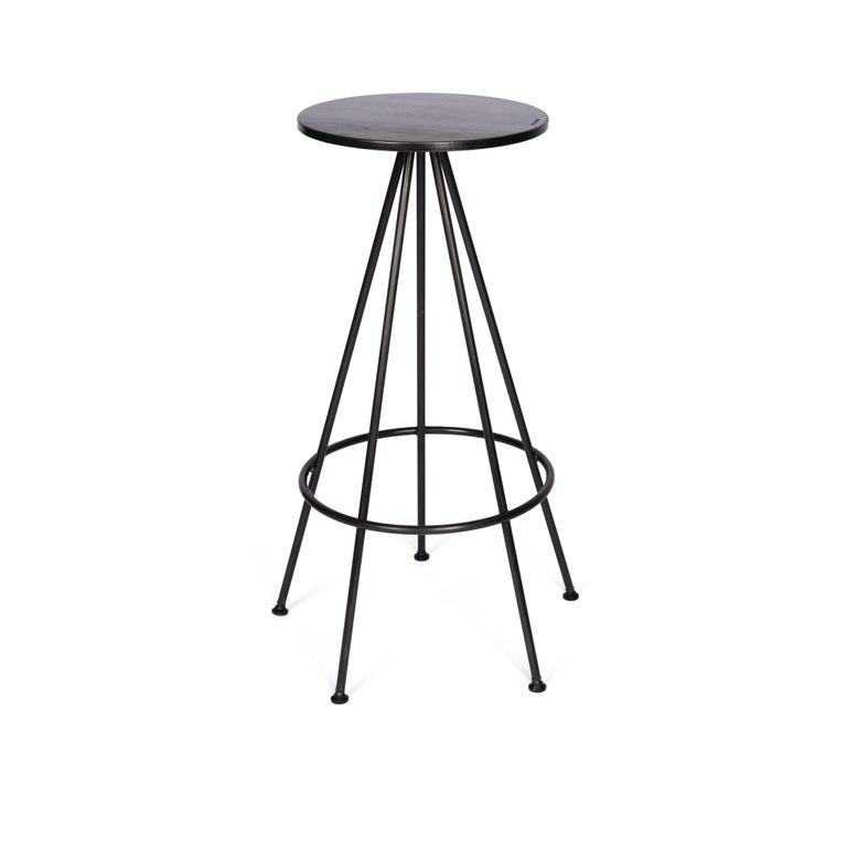 Urban Industrial Five Leg Round Bar Stool Backless Metal Seat Blackened ...