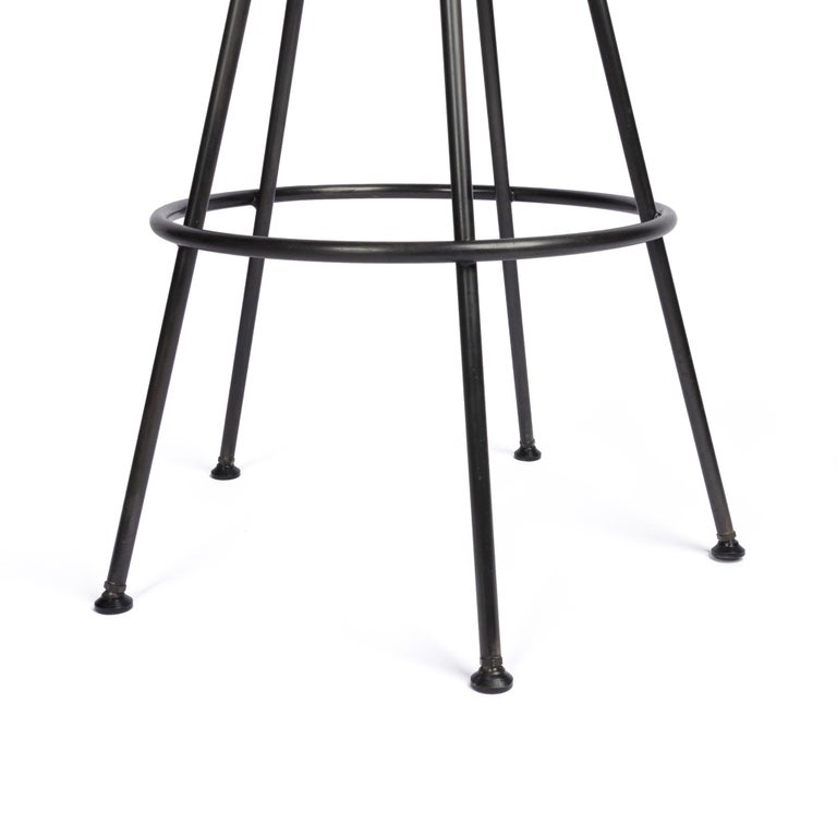 Urban Industrial Five Leg Round Bar Stool Backless Metal Seat Blackened ...