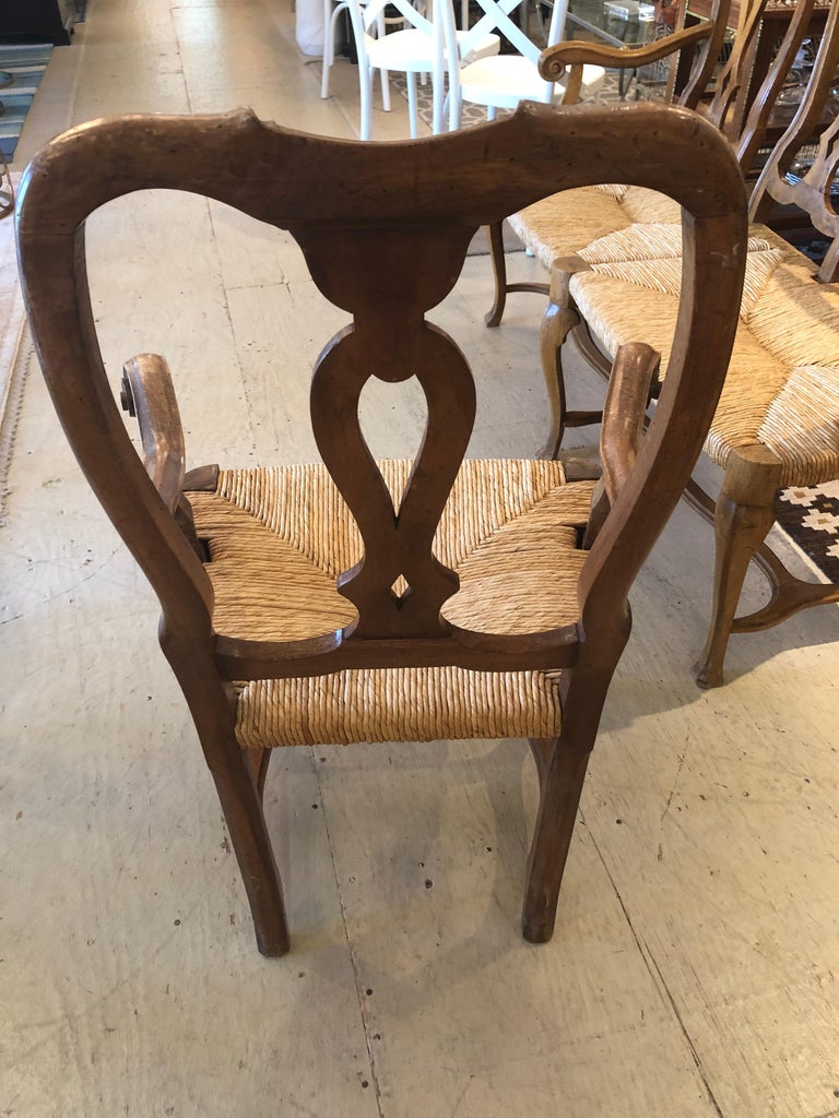 Classic French Provincial Chestnut Armchair with Rush Seat For Sale at ...