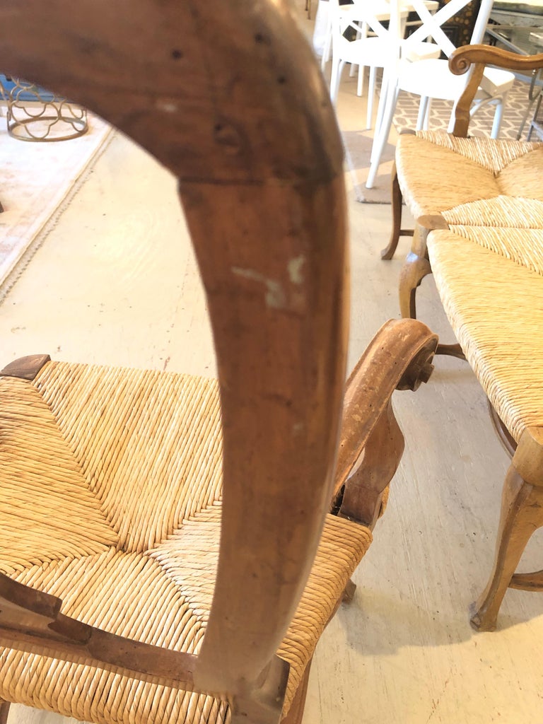 Classic French Provincial Chestnut Armchair with Rush Seat For Sale at ...