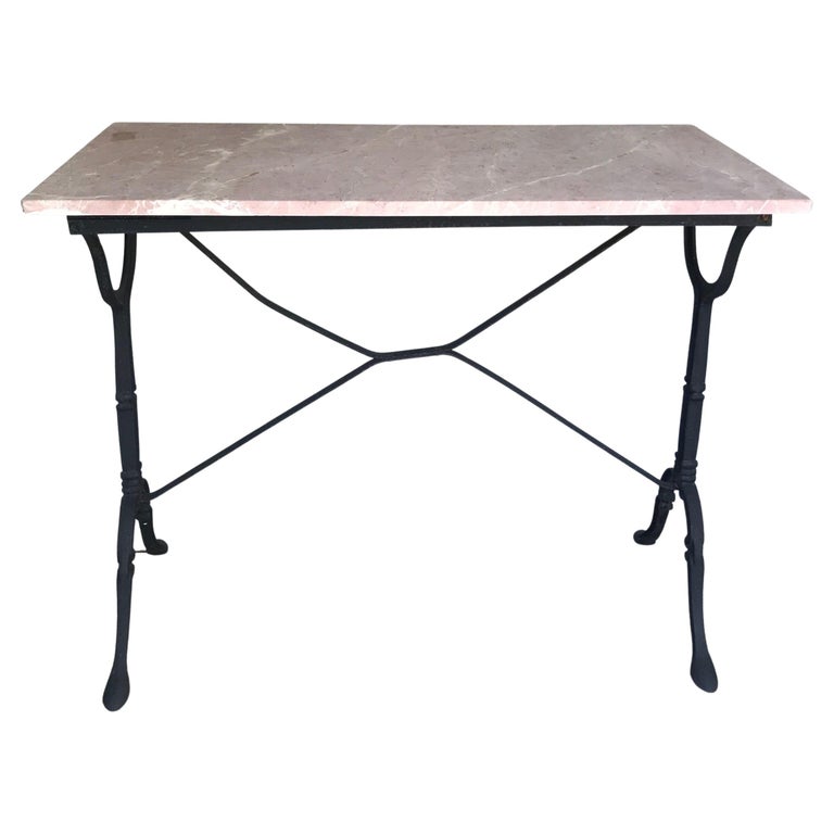 Classic French Rouge Marble Top Cafe Table with Iron Base For Sale at ...
