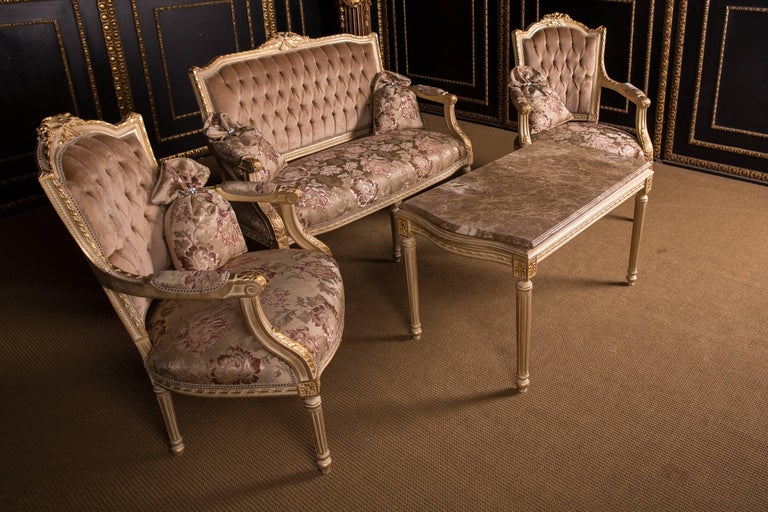 Classic French Seating Set Sofa and Two Armchairs in the Louis Seize ...