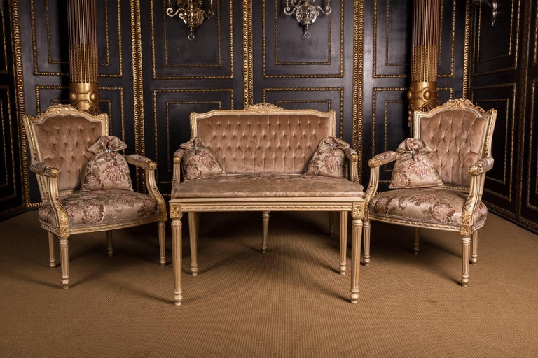 Classic French Seating Set Sofa and Two Armchairs in the Louis Seize ...