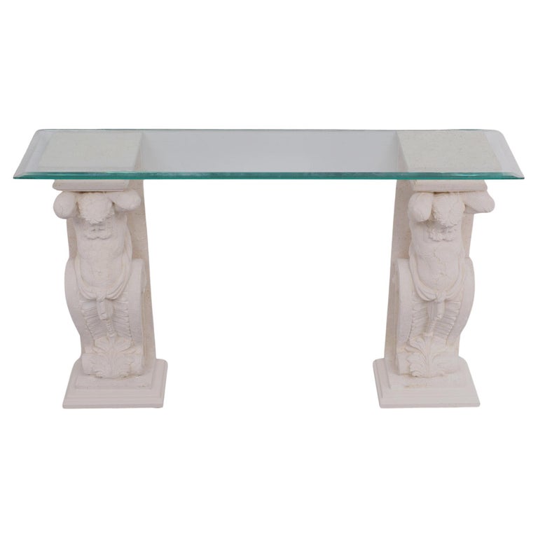Classic Greek Cast Stone Console Tables, 1970s For Sale at 1stDibs