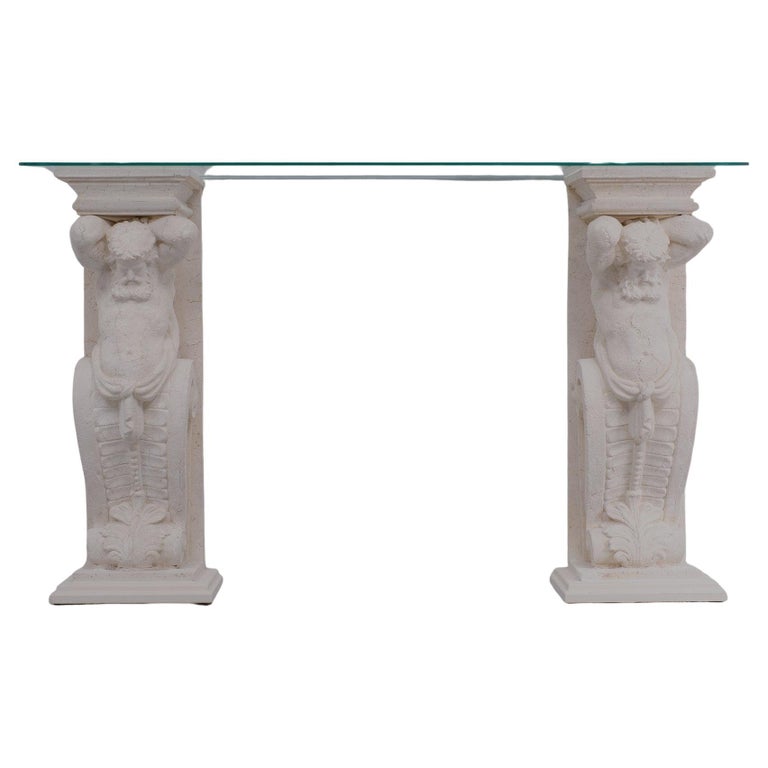 Classic Greek Cast Stone Console Tables, 1970s For Sale at 1stDibs