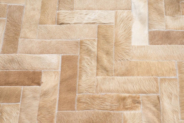 Classic Herringbone Caramel Espina Customizable Cowhide Area Floor Rug ...