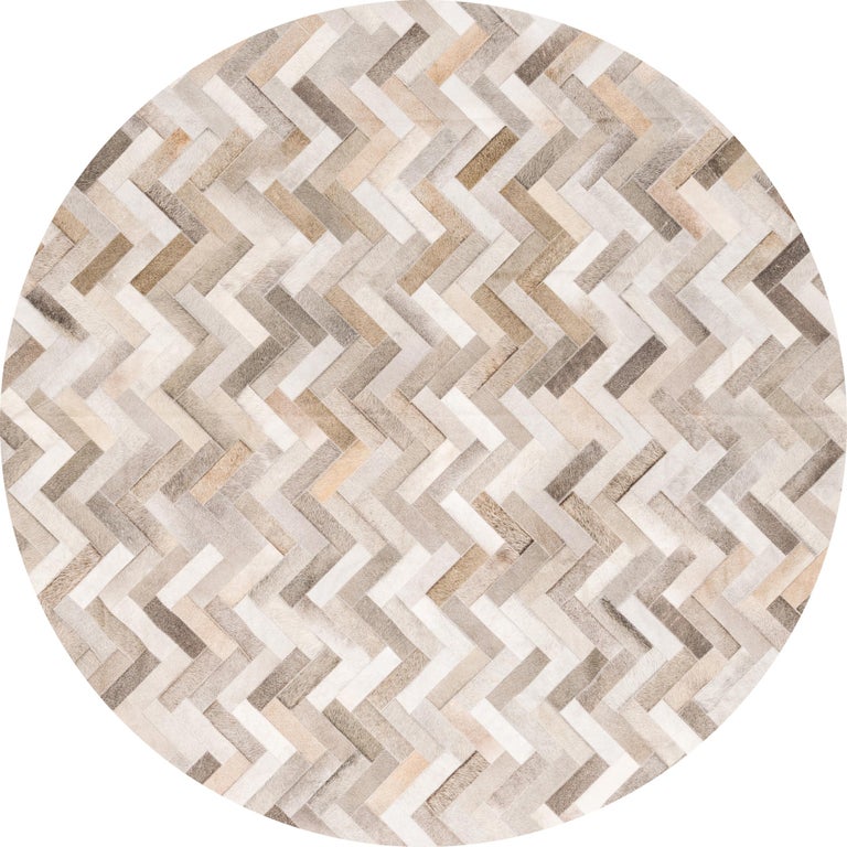 Classic Herringbone Large Gray Customizable Espina Cowhide Area Floor ...