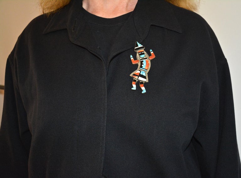 Classic, Historic and Rare Zuni Rainbow Dancer Pin by Merle Edaakie For ...
