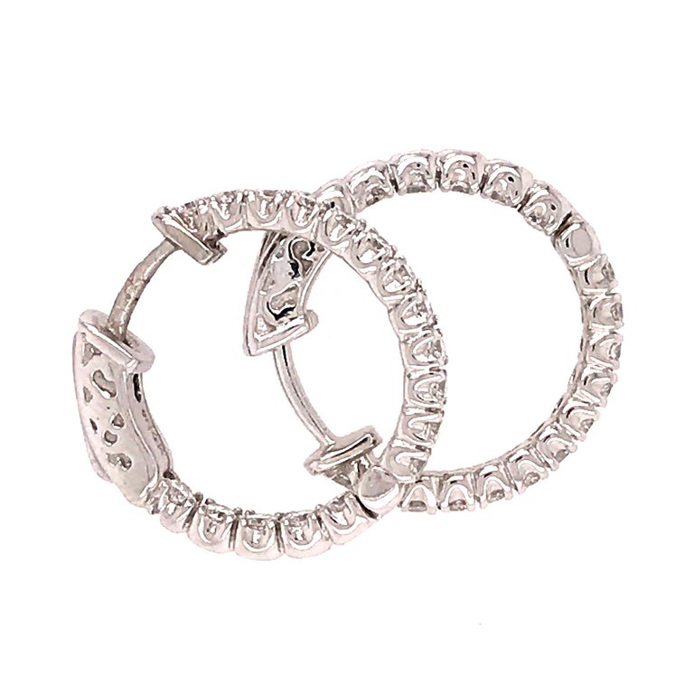 Classic Hoops Diamond Earrings For Sale at 1stDibs
