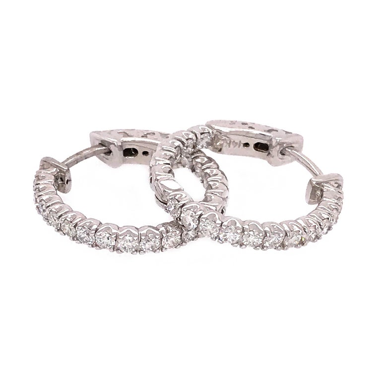 Classic Hoops Diamond Earrings For Sale at 1stDibs