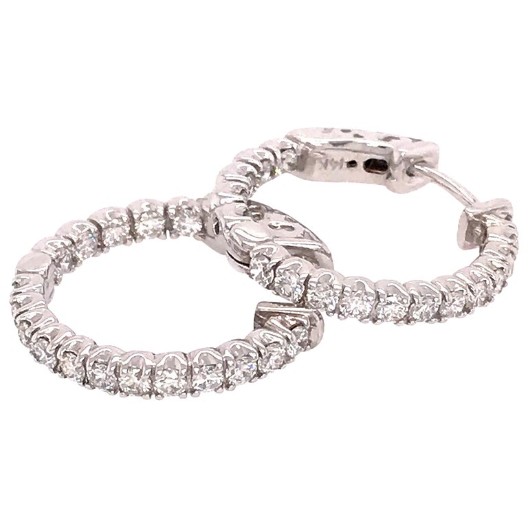 Classic Hoops Diamond Earrings For Sale at 1stDibs