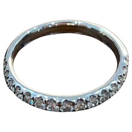 Classic Inset Round Brilliant Diamond Line 14K White Gold Medium Band ...