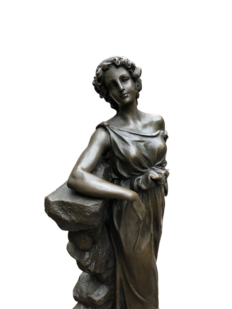 Classic Italian Bronze Maiden Statue Signed Preif Toga Figurine, 20th ...