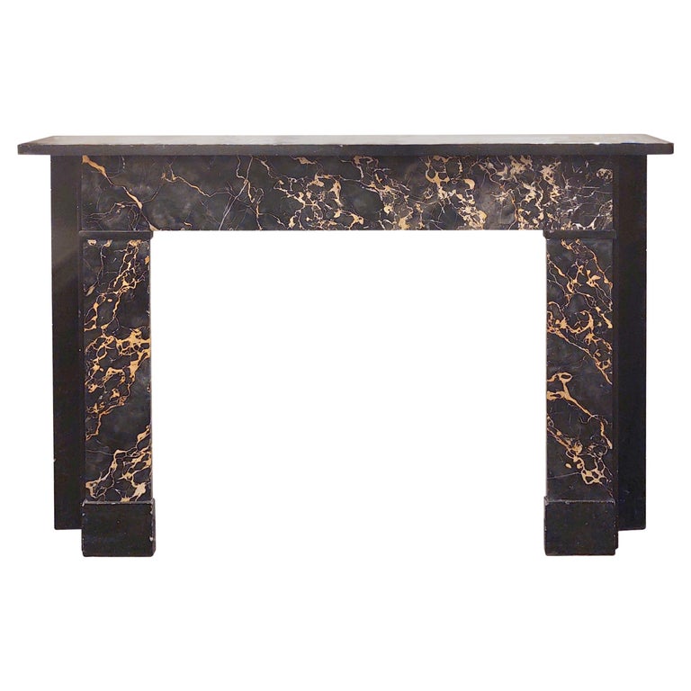 Classic Italian Portoro + Belgian Black Marble Mantel For Sale at 1stDibs