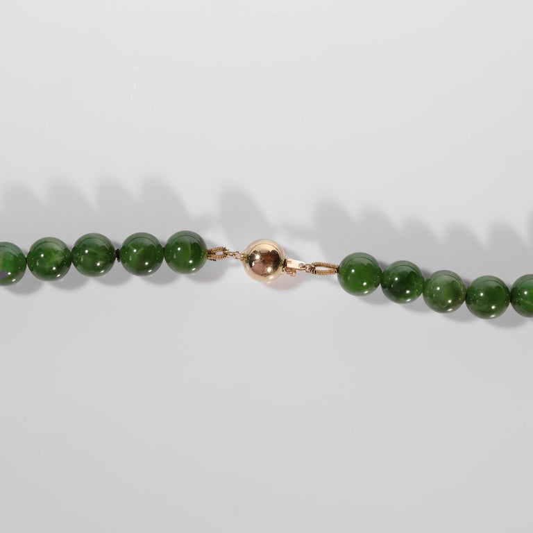 Classic Jade Necklace of Certified Natural Nephrite Beads For Sale at ...