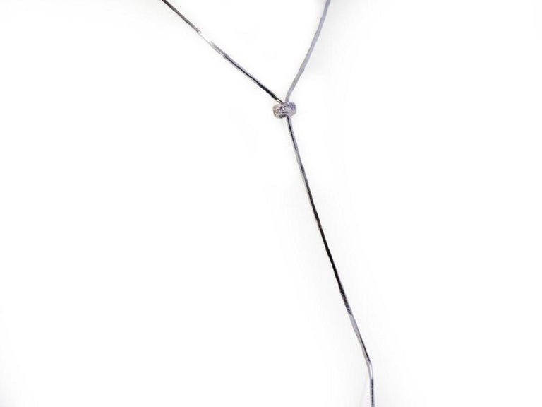 Classic Lariat Design 18K White Gold Diamond Necklace For Sale at 1stDibs