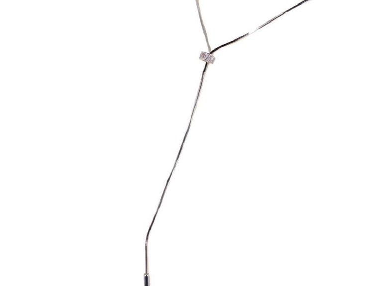 Classic Lariat Design 18K White Gold Diamond Necklace For Sale at 1stDibs