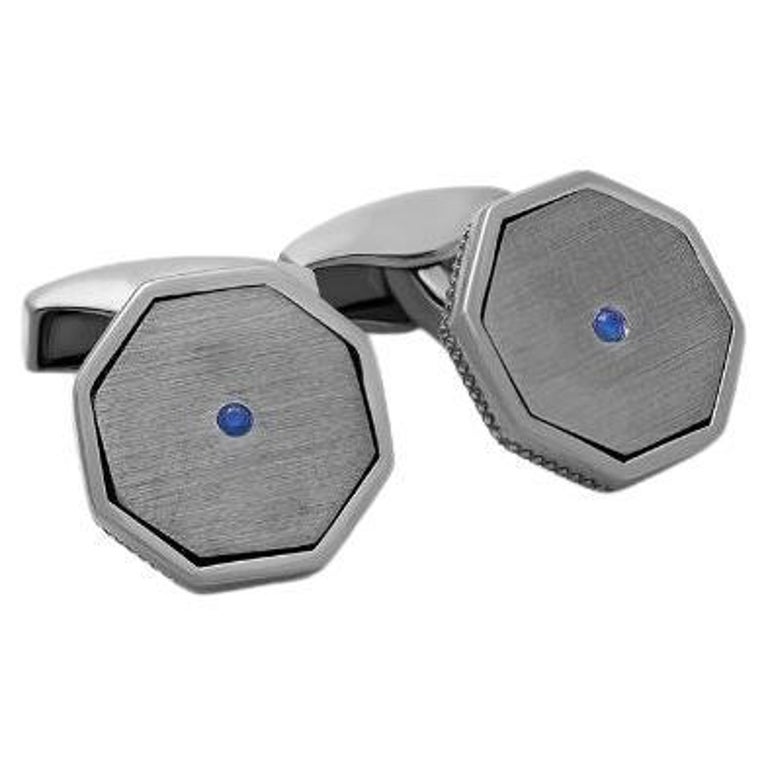 Classic London Eye Cufflinks with Sapphire in Black Rhodium Sterling ...