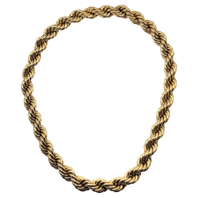 Classic Long Rope Necklace in 14k Yellow Gold with Invisible Clasp at ...