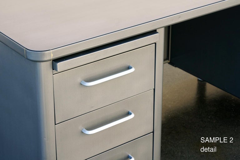 Mid Century Tanker Desk Custom Refinished in Natural Steel at 1stDibs ...