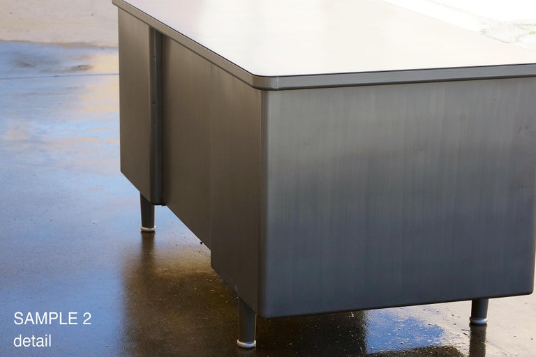 Mid Century Tanker Desk Custom Refinished in Natural Steel at 1stDibs ...