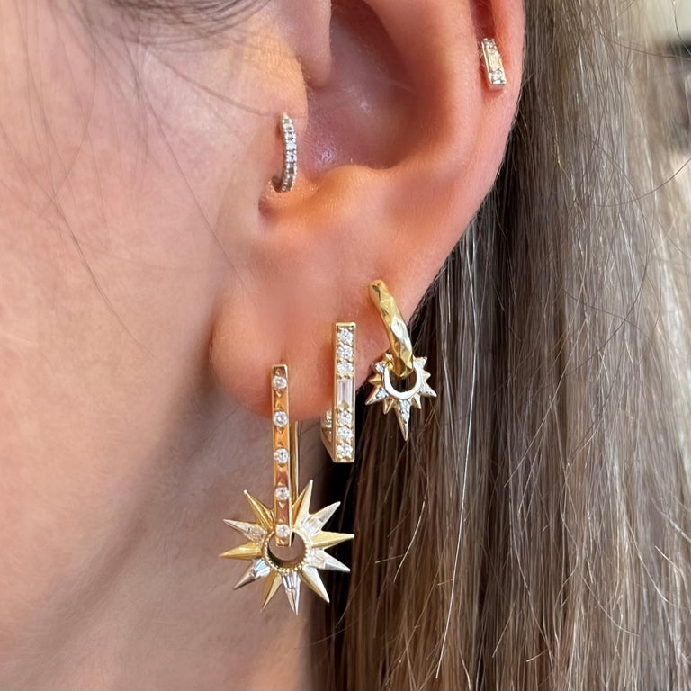 Classic Metal Set Diamond Rectangular Hoop For Sale at 1stDibs