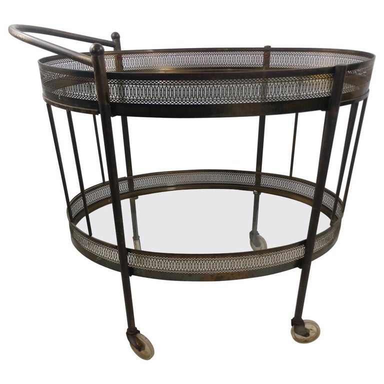 Classic Mid Century Modern Brass Oval Bar Cart, circa 1954 For Sale at ...