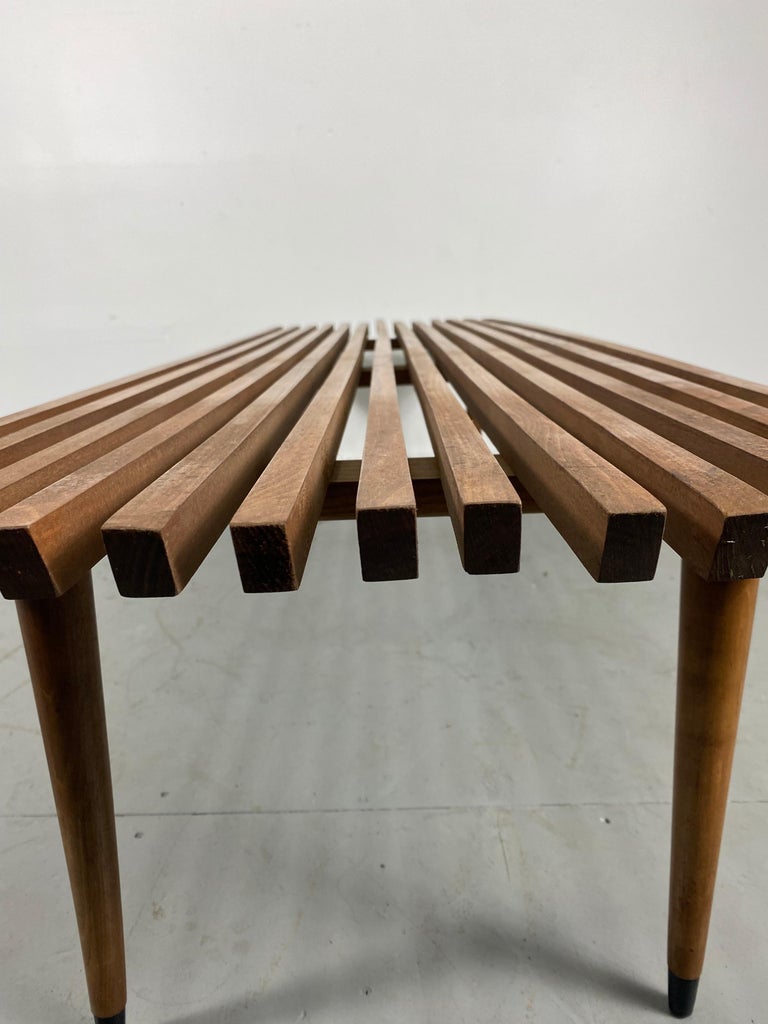 Classic Mid-Century Modern Slat Bench/ Table with Tapered Legs, 1960's ...