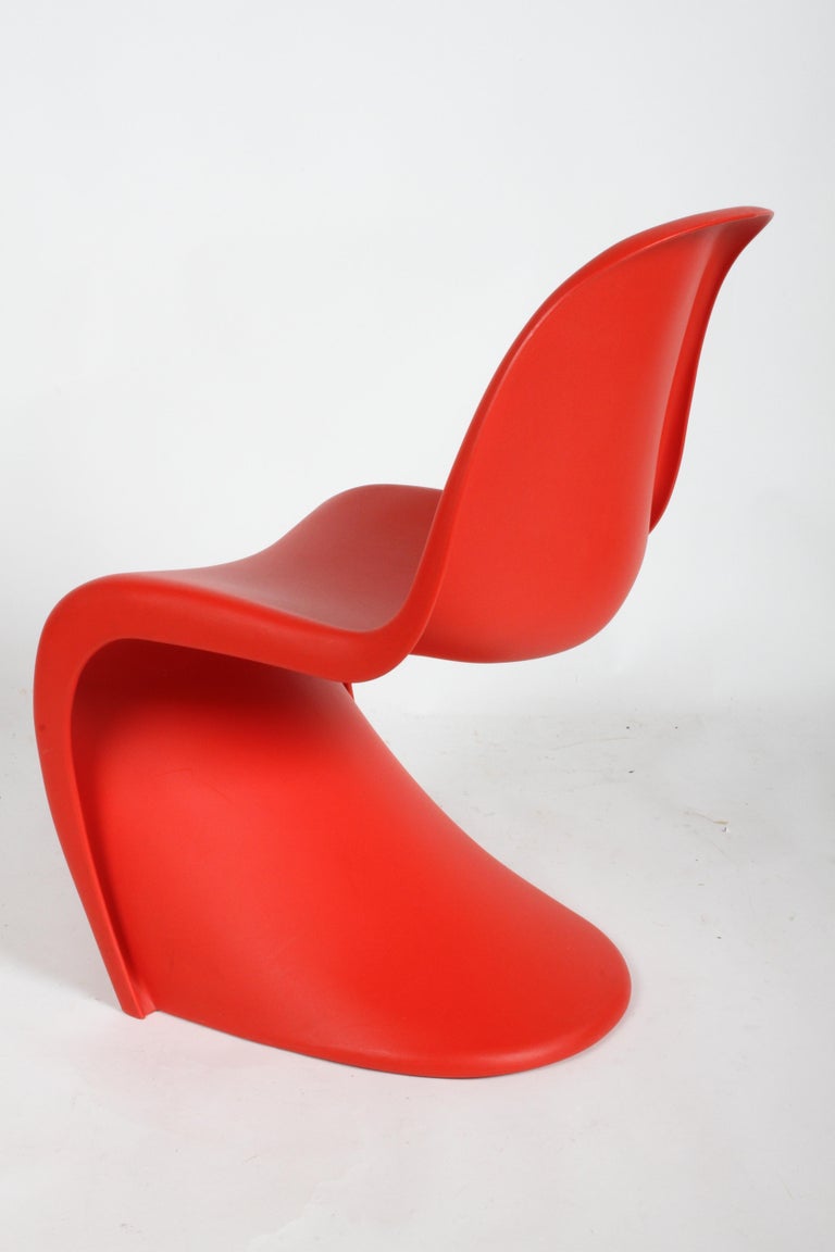 Classic Mid-Century Modern Verner Panton Chair in Red, Vitra Production ...