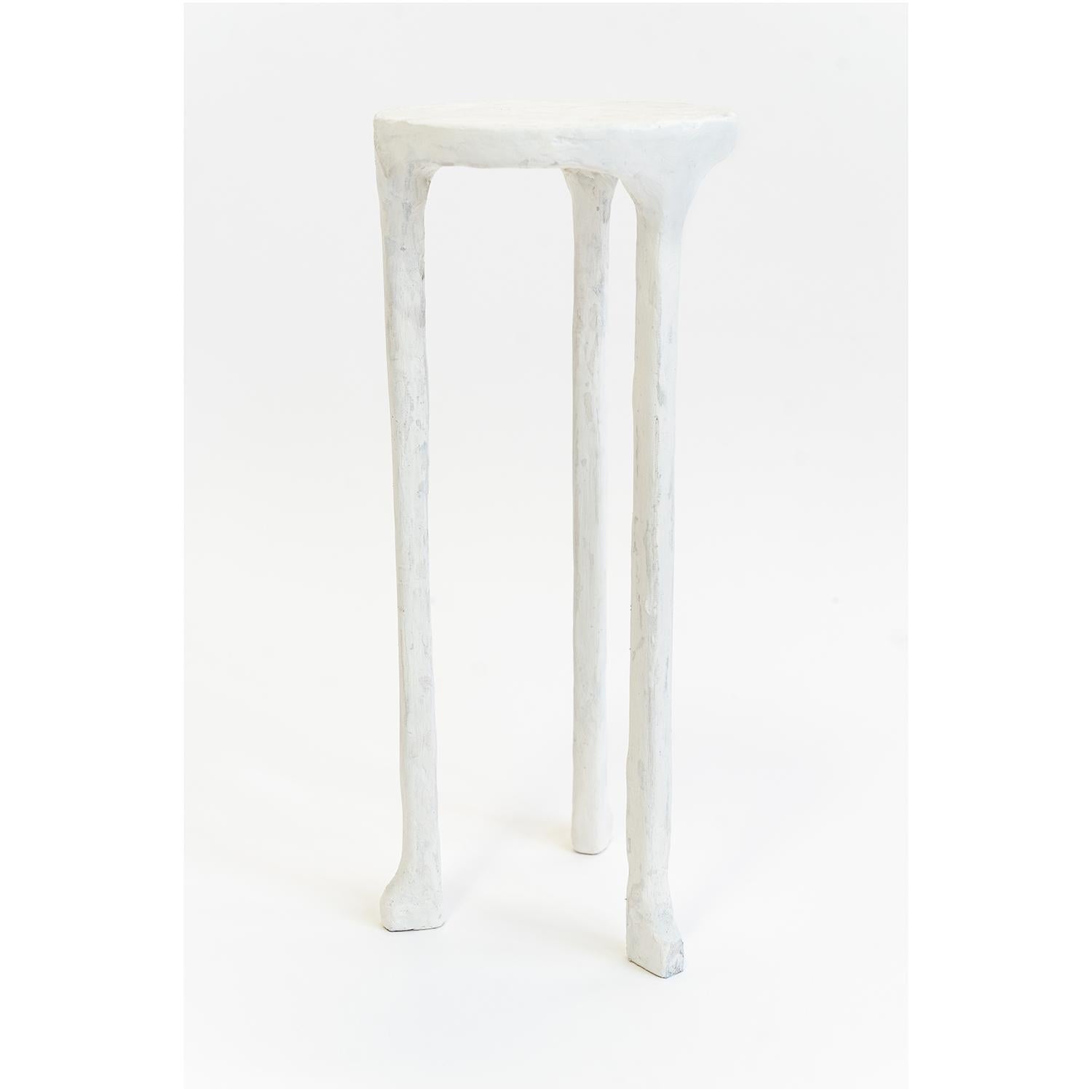 Side Table Classic Modern White Plaster and Steel Minimalist Hand ...