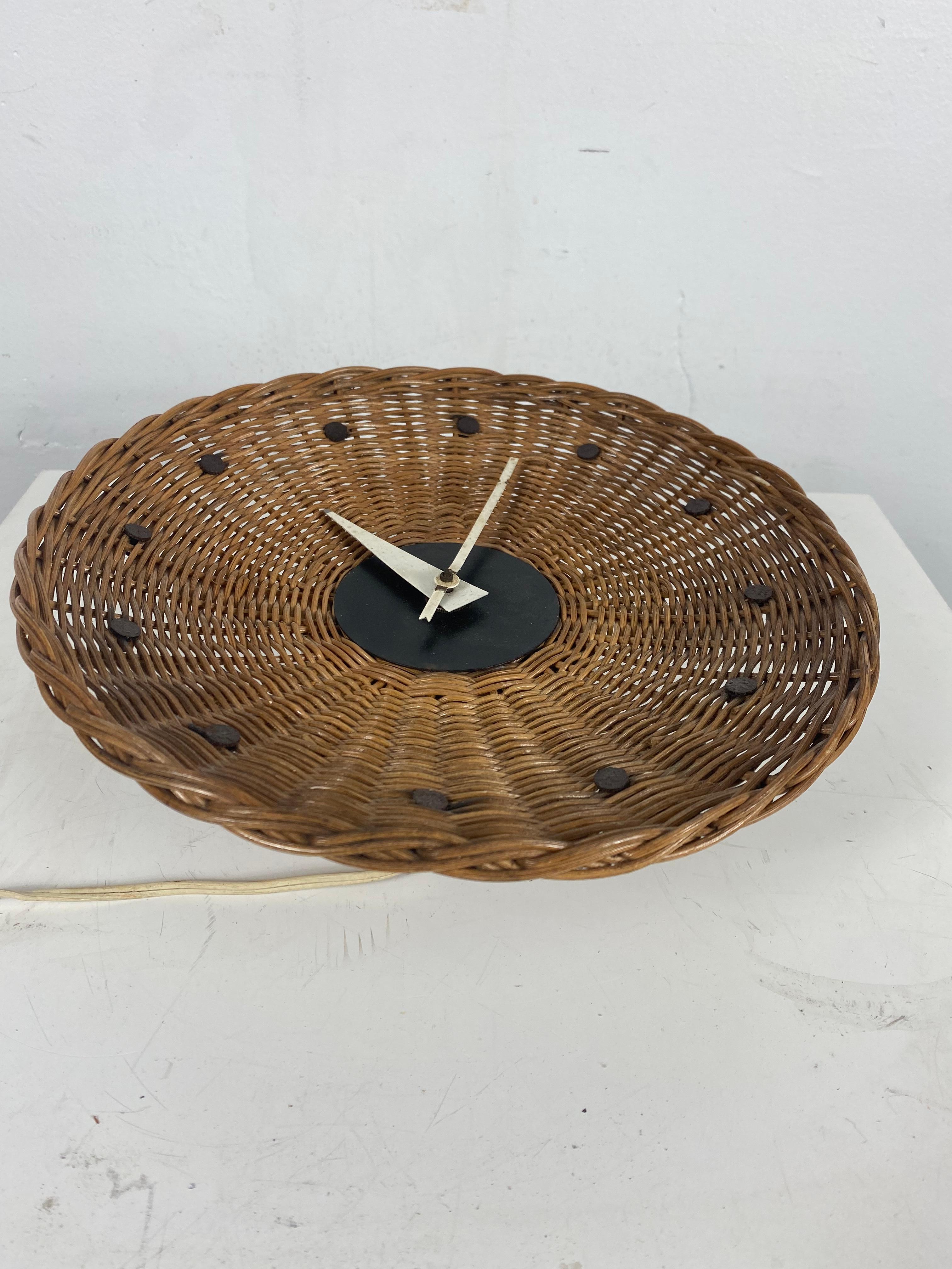 Classic Modernist Wicker Basket Clock by George Nelson for Howard ...